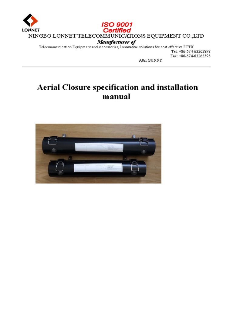 Aerial Closure Specification and Installation Manual: Ningbo Lonnet ...