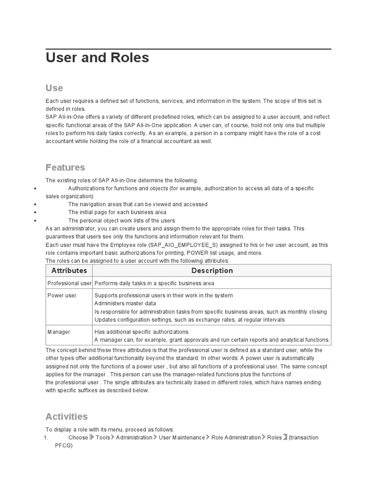 User and Roles: Attributes Description | PDF | Function (Mathematics ...