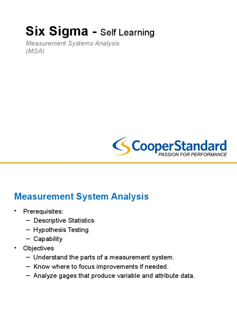 Six Sigma MSA for Quality Control | PDF | Standard Deviation | Accuracy And Precision