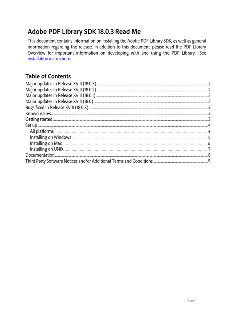 Adobe PDF Library SDK 18.0.3 Read Me: Installation Instructions | PDF | Zip (File Format ...