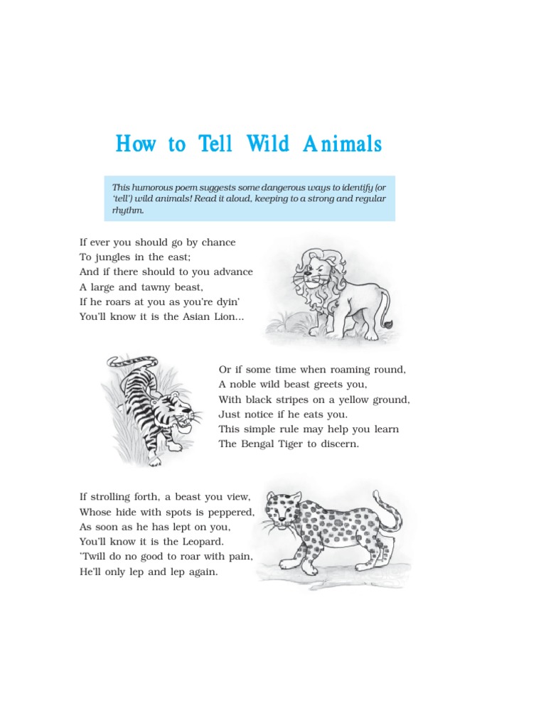 How to Tell Wild Animals Poem Analysis | PDF | Poetry