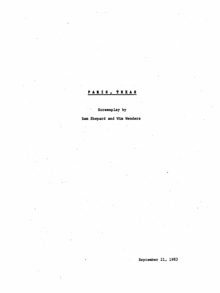 Paris, Texas - Script PDF | PDF