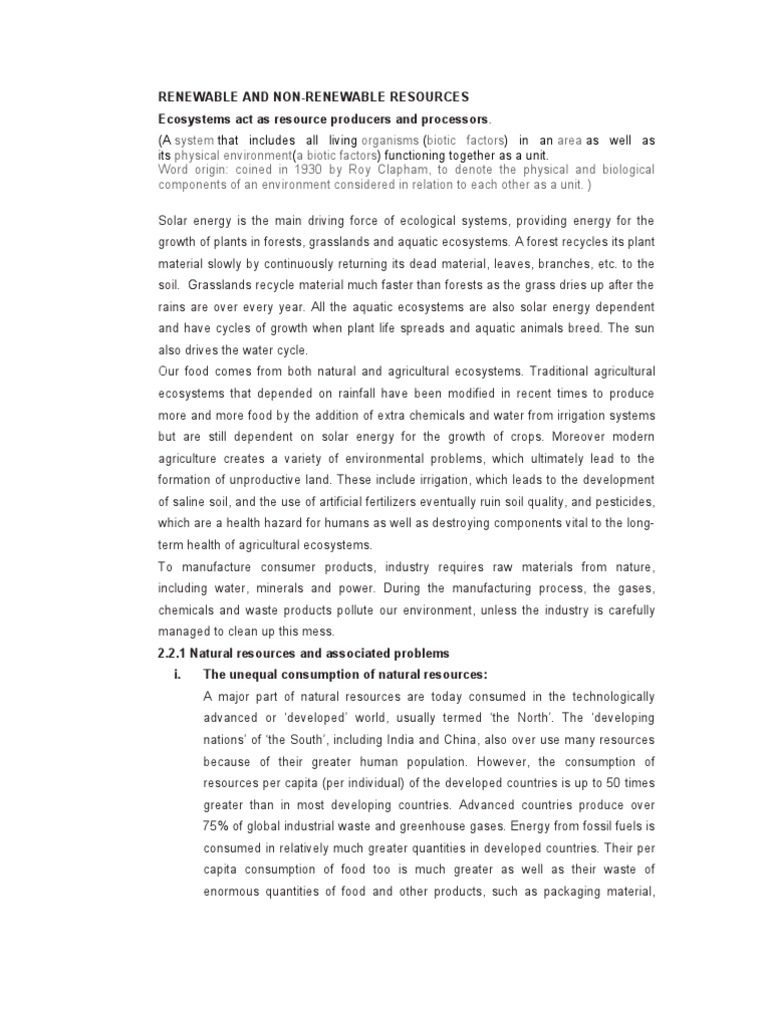 6d7b83 Natural Resources and Associated Problem | PDF | Ecosystem ...
