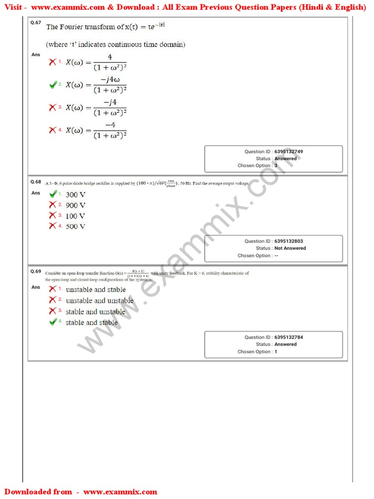 Previous exam question papers and answers covering a wide range of ...