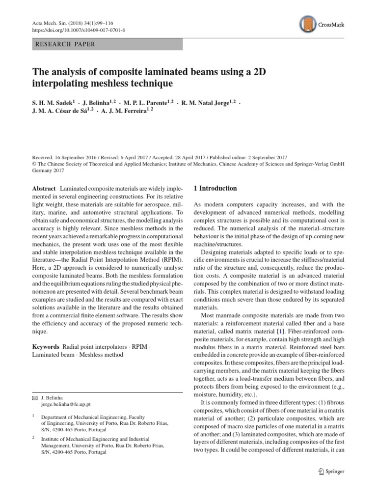 The Analysis of Composite Laminated Beams Using A 2D Interpolating Meshless Technique | PDF ...
