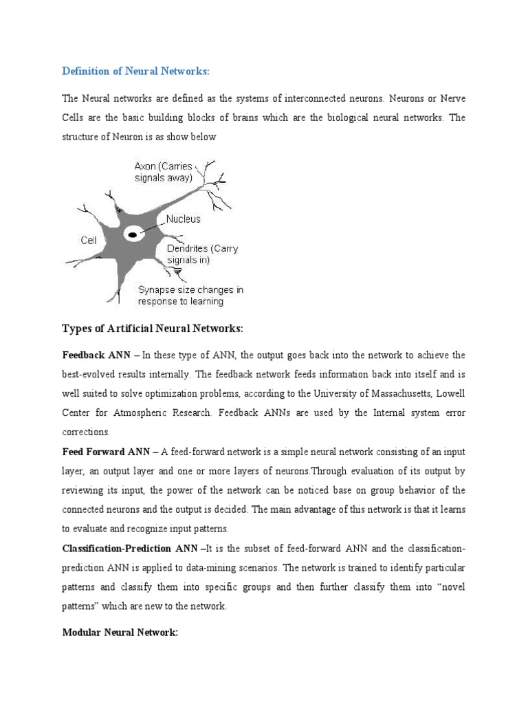 Types of Artificial Neural Networks | PDF | Artificial Neural Network | Nervous System