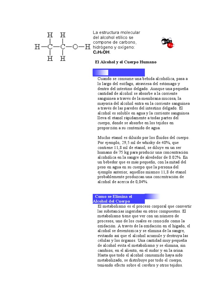 Estructura Molecular Del Alcohol | PDF | Etanol | Metabolismo