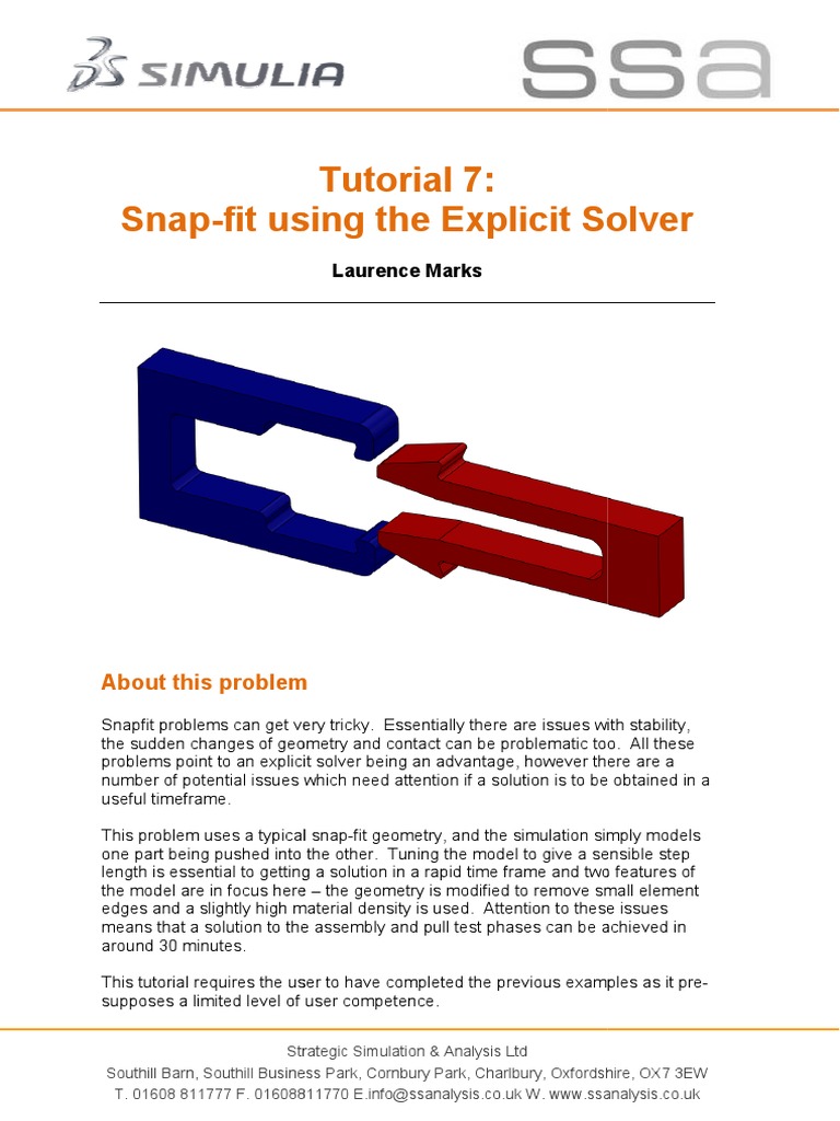 Abaqus - Tutorial - Snap Fit | PDF | Simulation | Young's Modulus