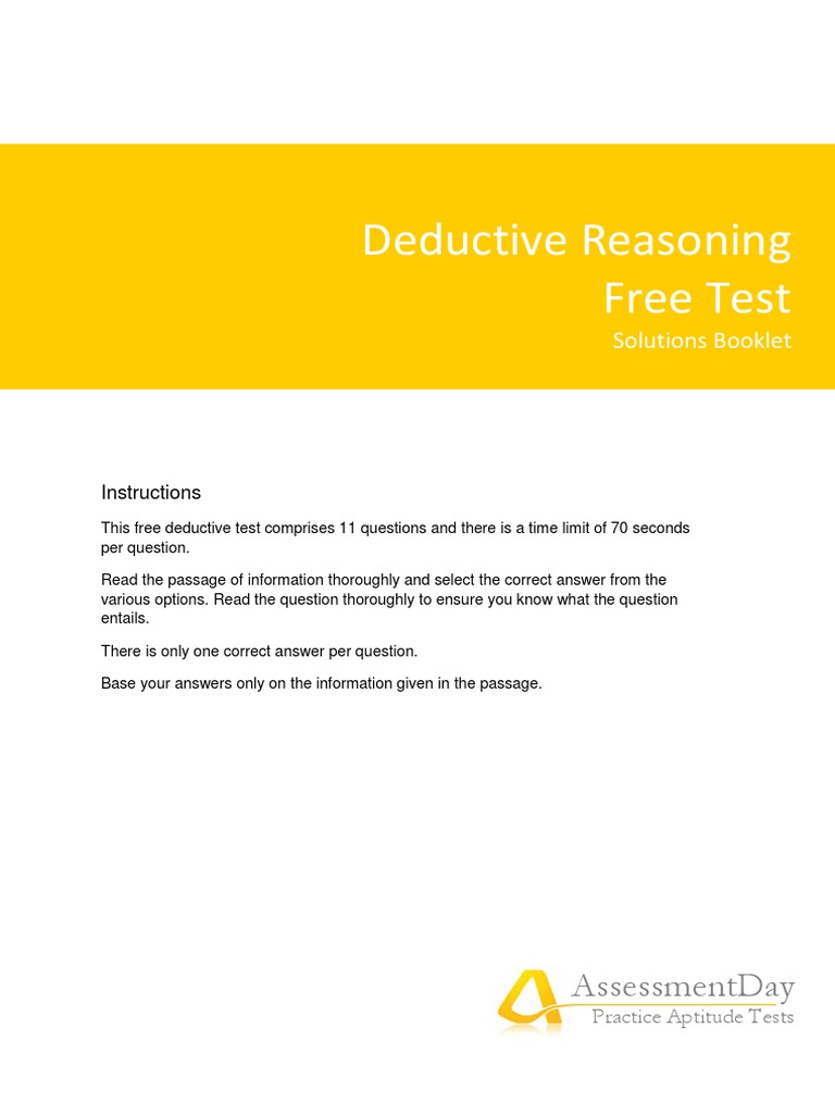 Deductive Reasoning Free Test: Assessmentday | PDF | Business
