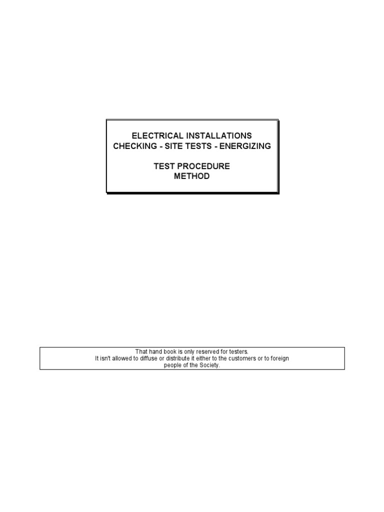 Electrical Installation Testing Procedures | PDF | Transformer ...