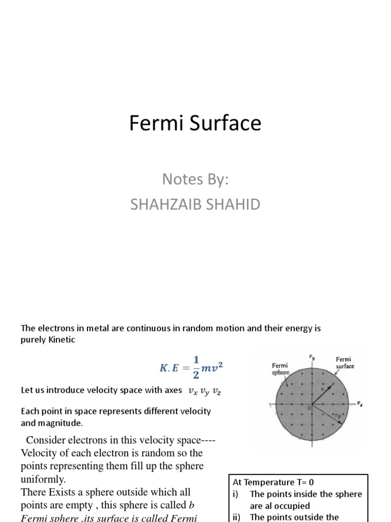 Fermi Surface: Notes By: Shahzaib Shahid | PDF | Electron | Electric ...