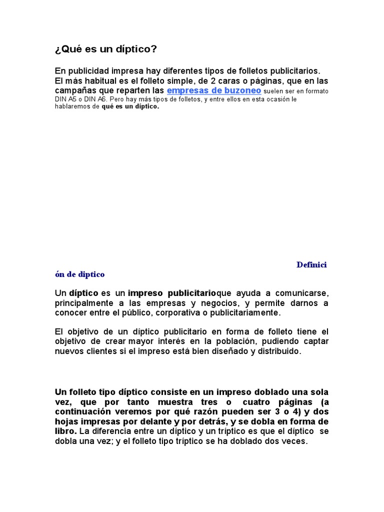 Qué Es Un Díptico | PDF | Publicidad | Comunicación