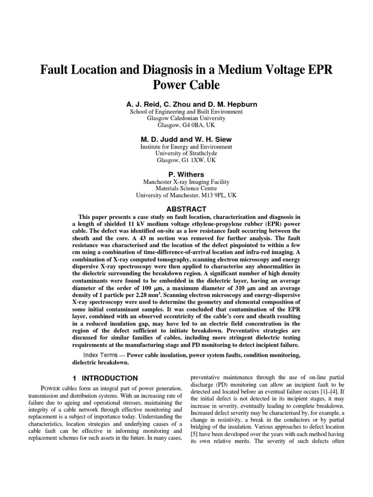 Fault Location and Diagnosis in A Medium Voltage EPR Power Cable | PDF ...