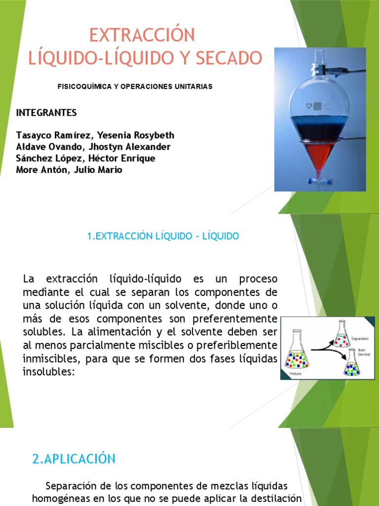 S15 (I) - Extracción Líquido-Líquido | PDF | Solvente | Física Aplicada ...