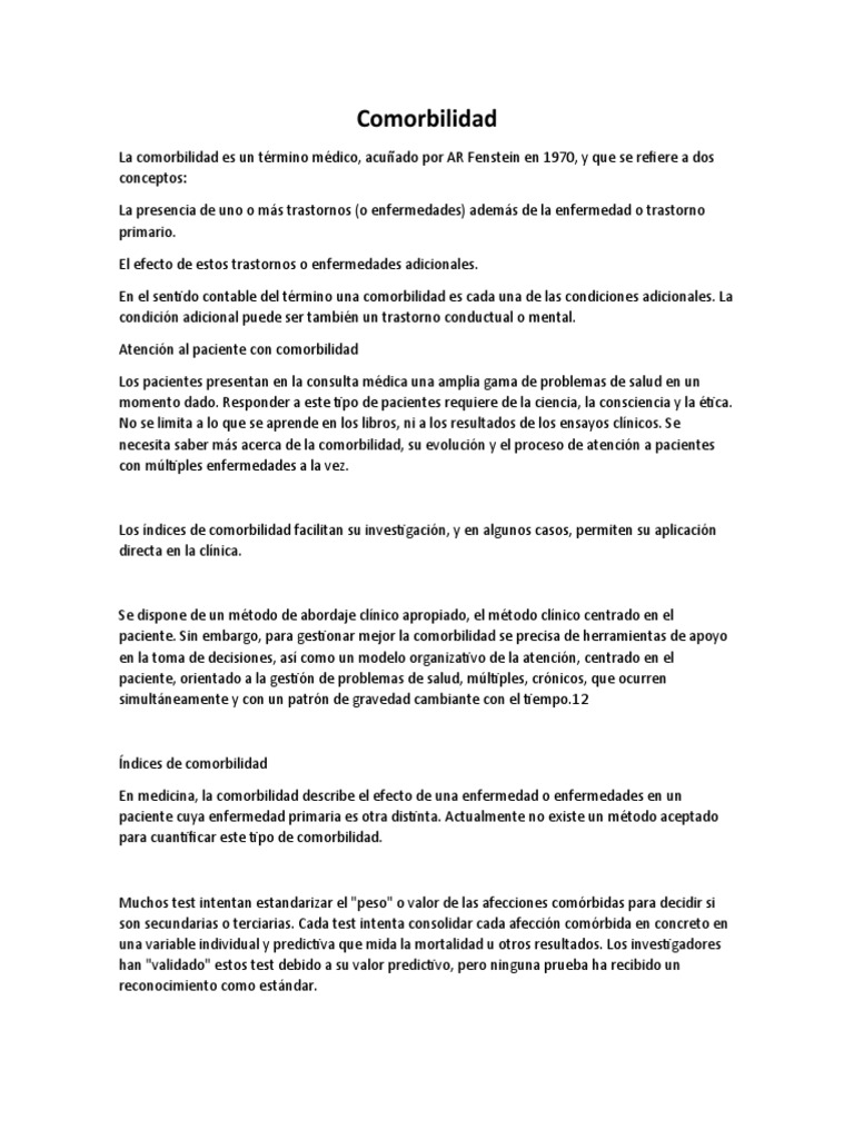 Comorbilidad | PDF | Comorbilidad | Psicología anormal