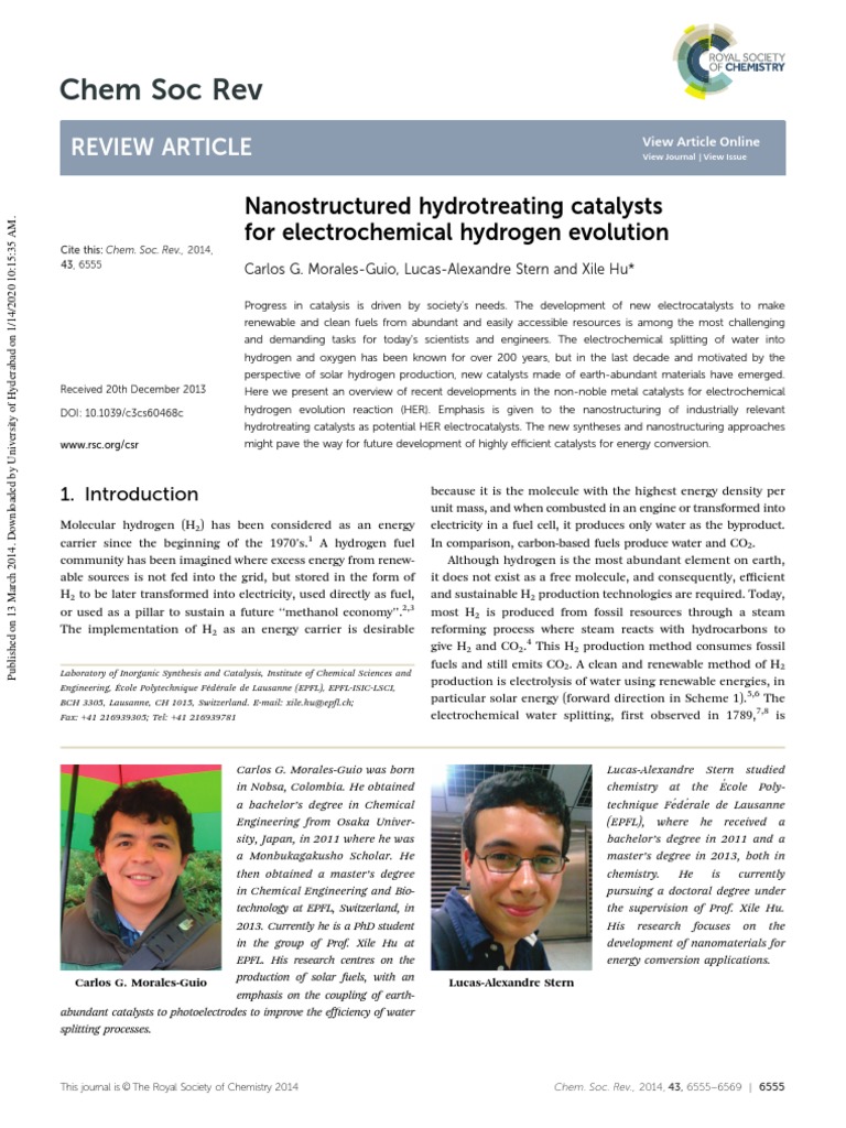 Nanostructured Hydrotreating Catalysts For Electrochemical Hydrogen ...