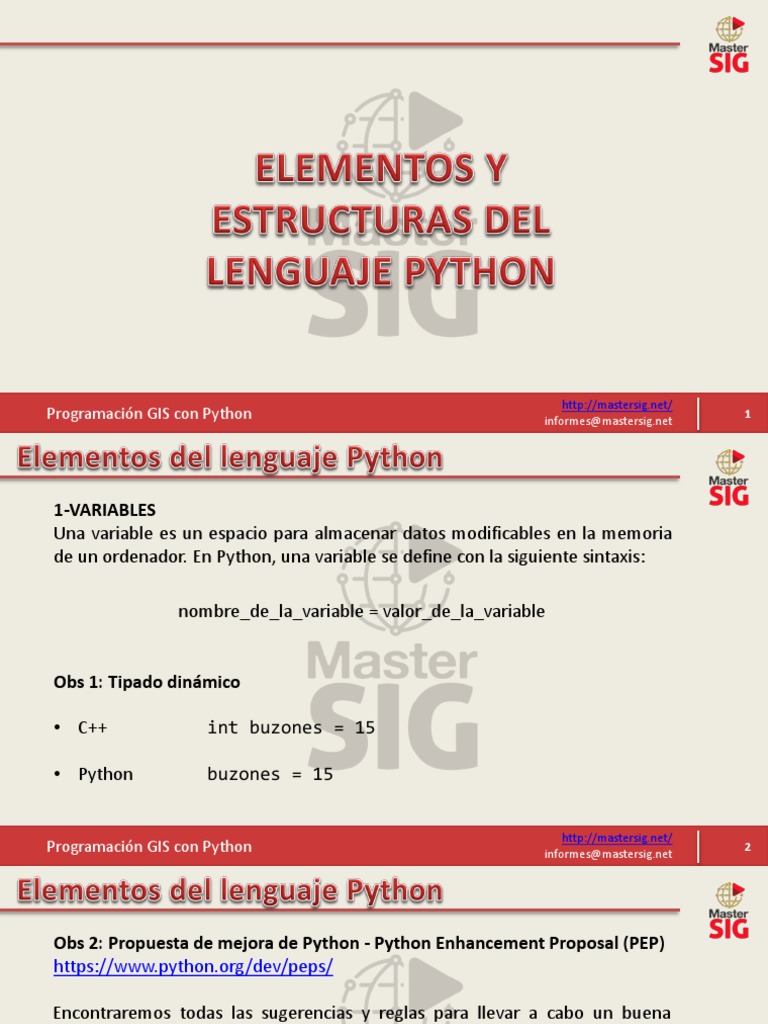 Estructuras y Elementos de Python | PDF | Python (lenguaje de programación) | Flujo de control