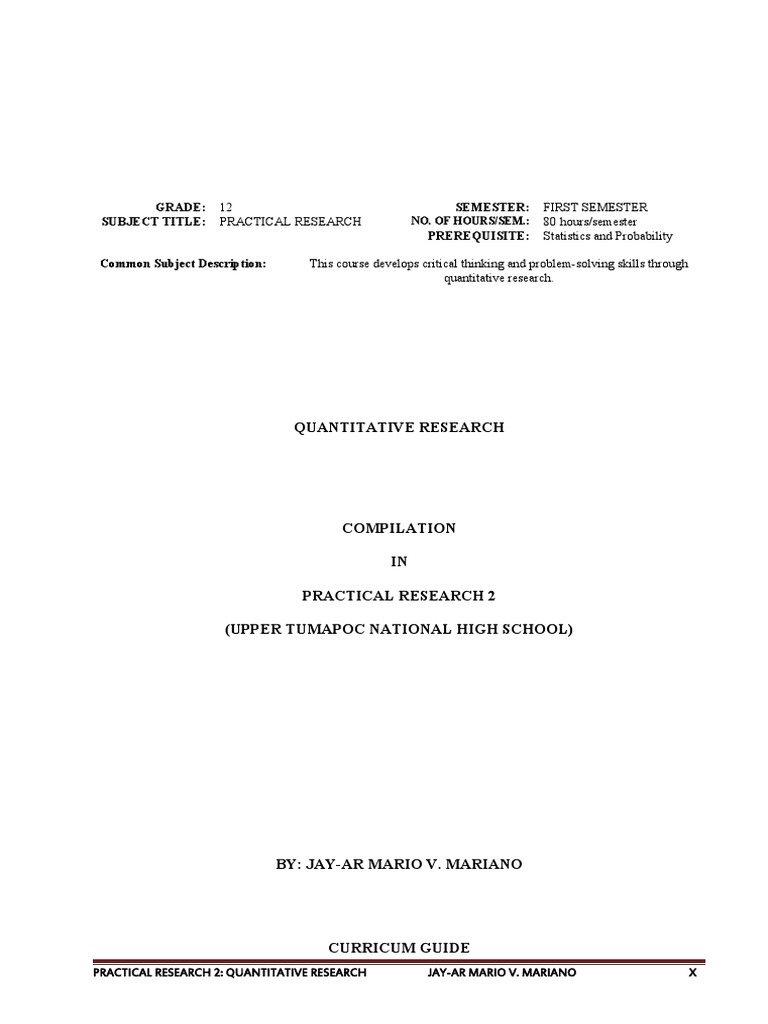 Practical Research 2 Module | PDF | Experiment | Statistics