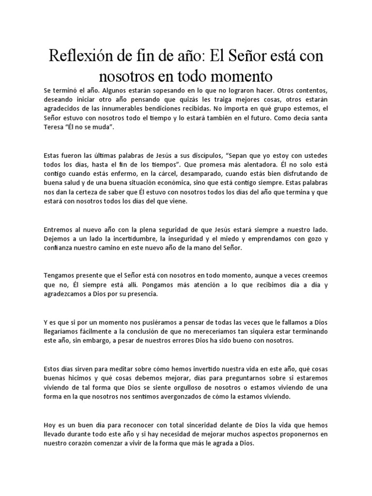 Reflexión Cristiana de Fin de Año | PDF | Dios | Amor
