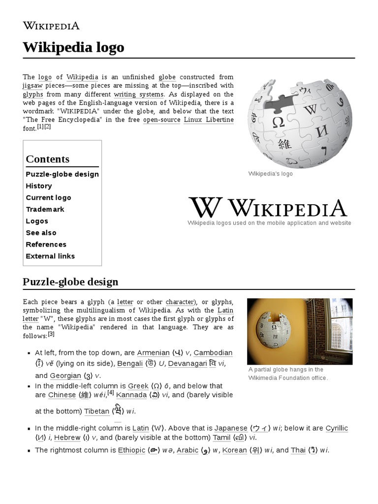 Wikipedia Logo: Puzzle-Globe Design History Current Logo Trademark ...