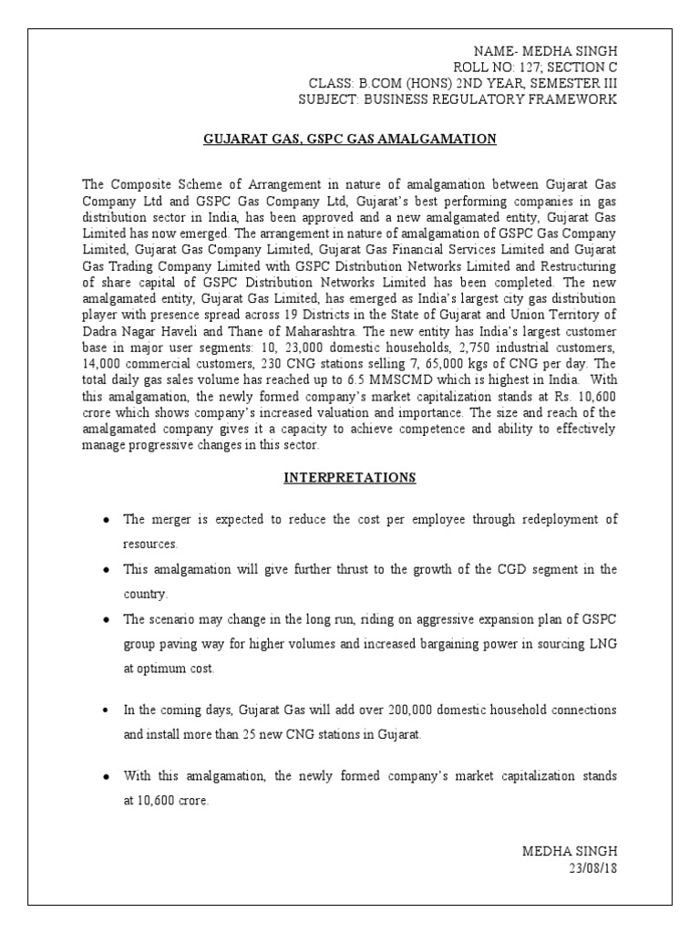 Gujarat Gas, GSPC Gas Amalgamation | Download Free PDF | Gujarat ...