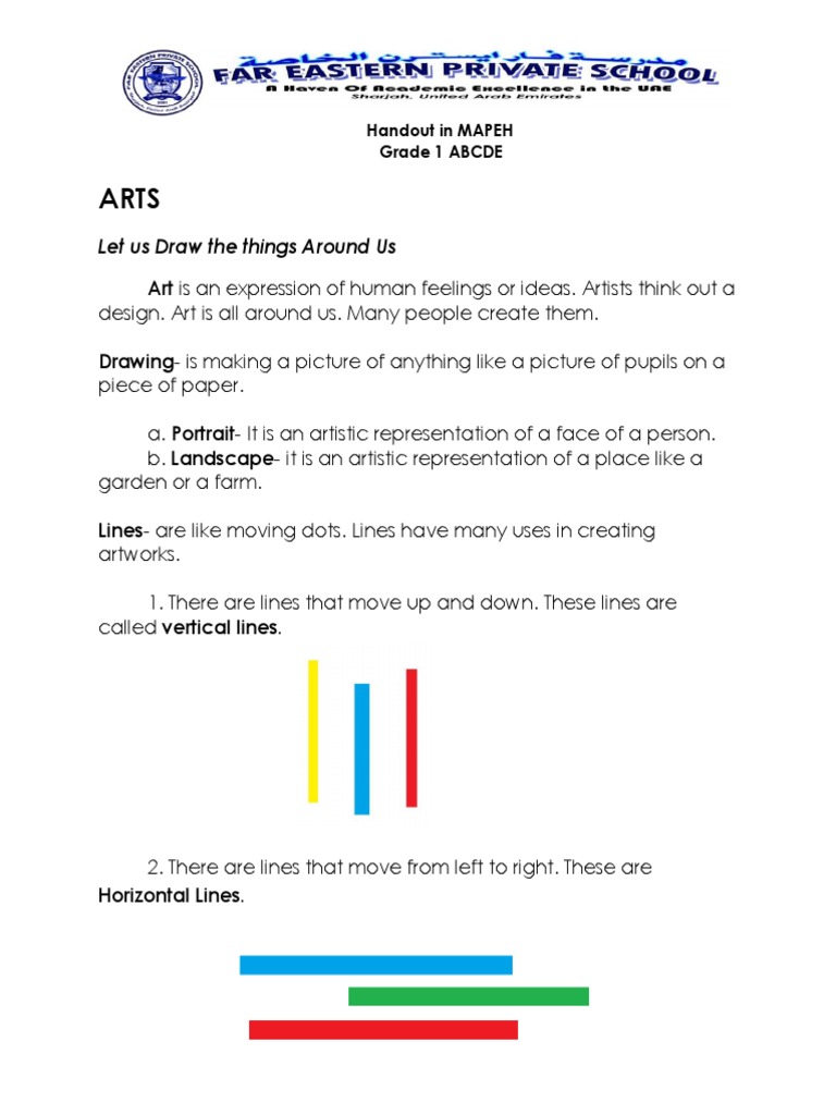 Grade 1 MAPEH Arts Drawing Guide | PDF | Art