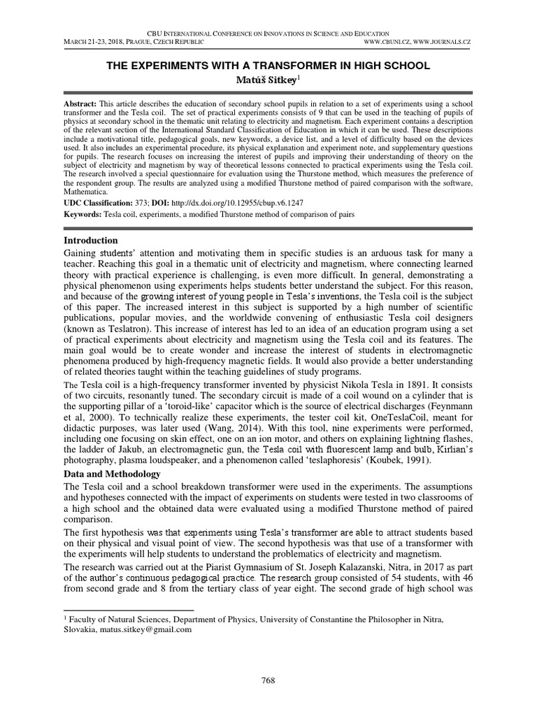 The Experiments With A Transformer in High School PDF | PDF ...