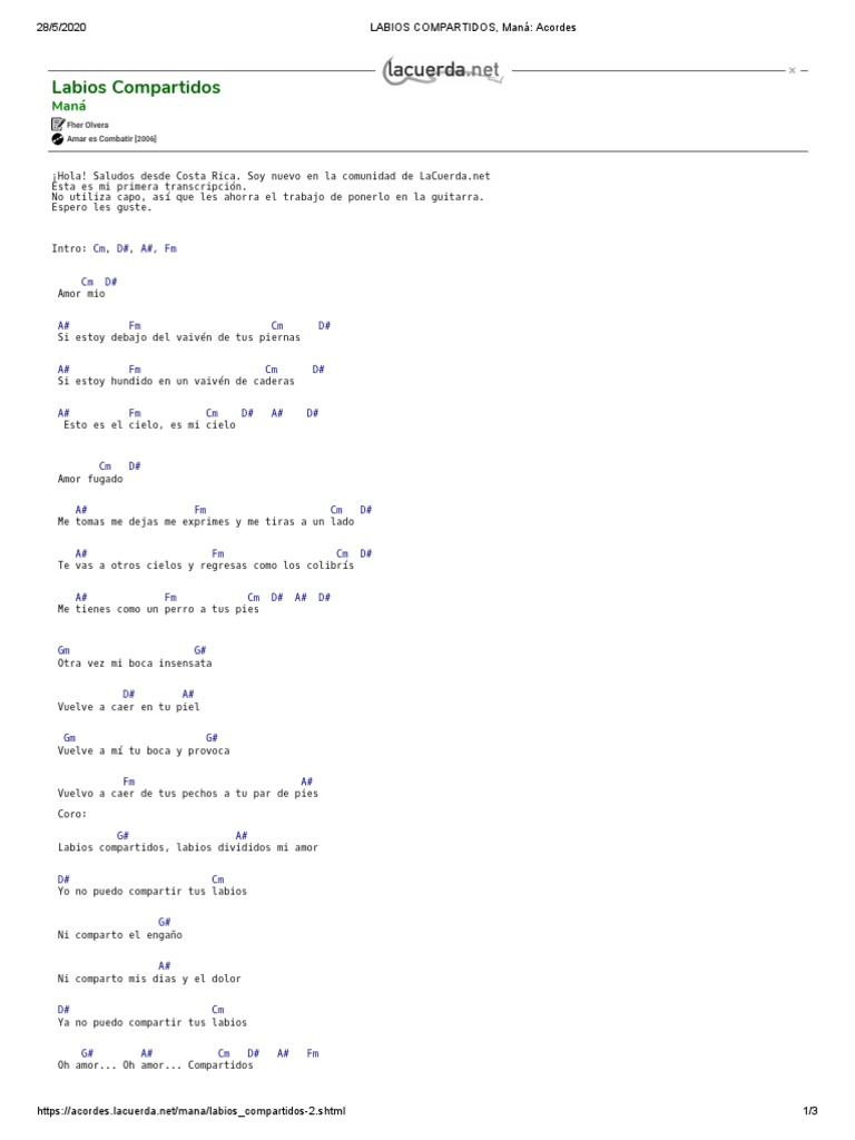 LABIOS COMPARTIDOS, Maná - Acordes | PDF | Entretenimiento (general)