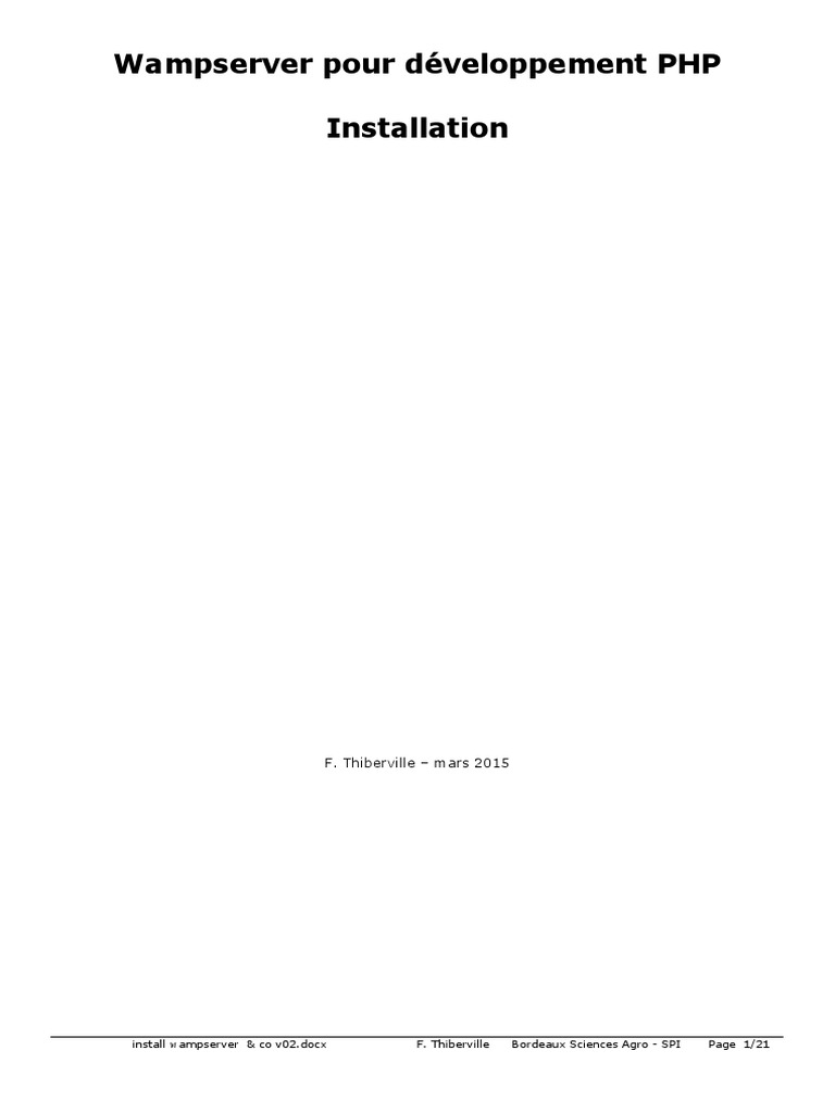 Wampserver Pour Développement PHP Installation PDF | PDF | PHP | Serveur web