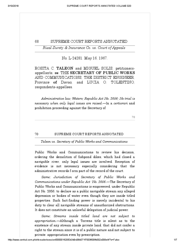 Taleon vs. Secretary of Public Works | PDF | Judgment (Law) | Certiorari