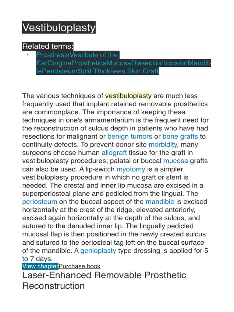 Vestibuloplasty: Related Terms | PDF | Dental Implant | Dentures
