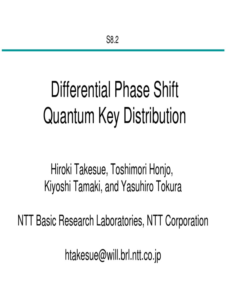 Differential Phase Shift Quantum Key Distribution | PDF | Detector (Radio) | Hertz