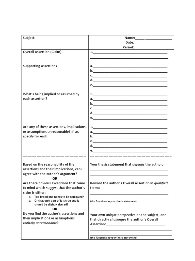 Cornell Notes. Argument Essay Outline | PDF | Argument | Essays