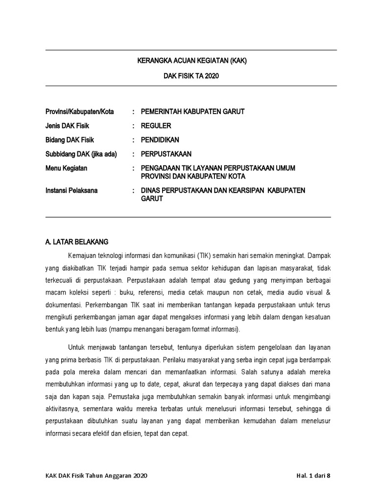 Kak Tor Pengadaan Tik | PDF