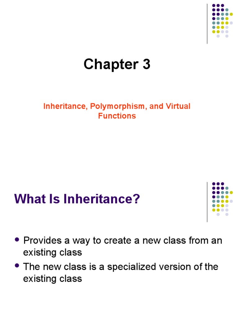 Chapter 3 - Inheritance, Polymorphism, Virtual Functions | PDF ... Chapter 3 - Inheritance, Polymorphism, Virtual Functions | PDF ...