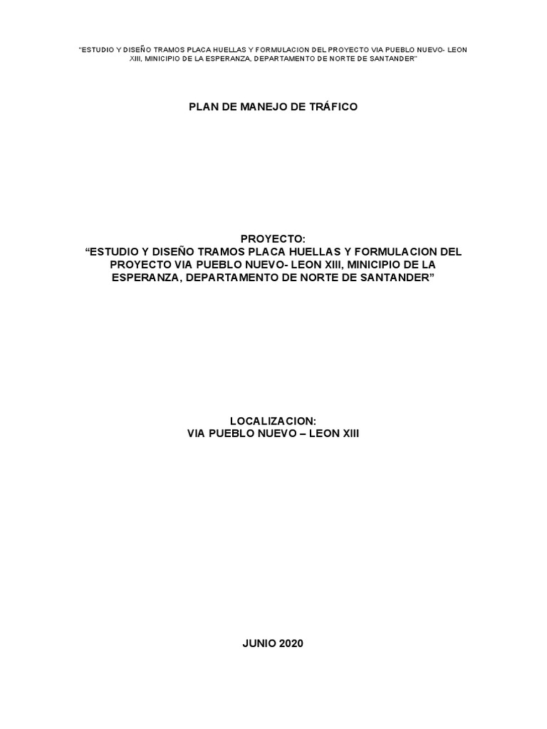 Plan de Manejo de Transito | PDF | Seguridad vial | Peatonal