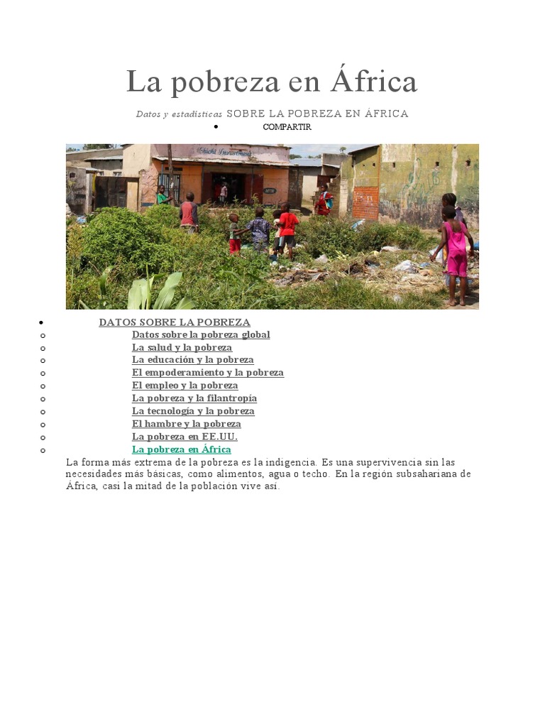 Pobreza extrema en África: datos clave | PDF