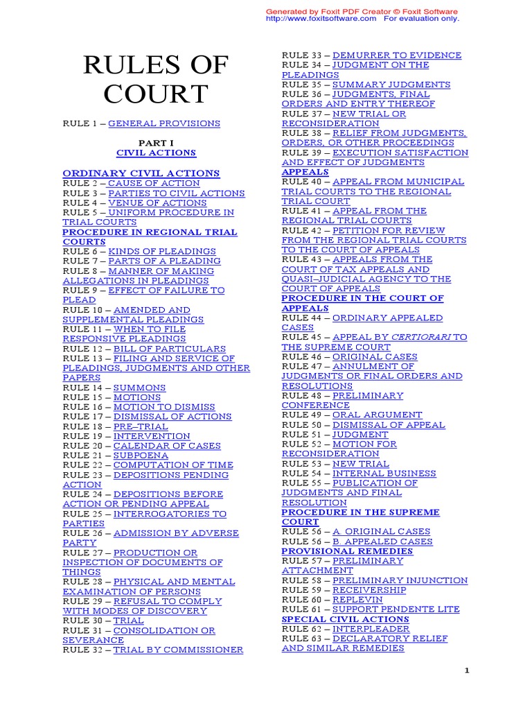 Rules of Court | PDF | Pleading | Cause Of Action