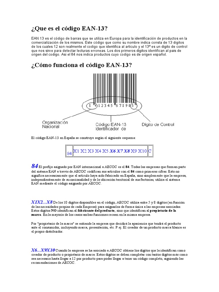 Que Es El Código EAN 13 | PDF | Informática | Informática y tecnología ...