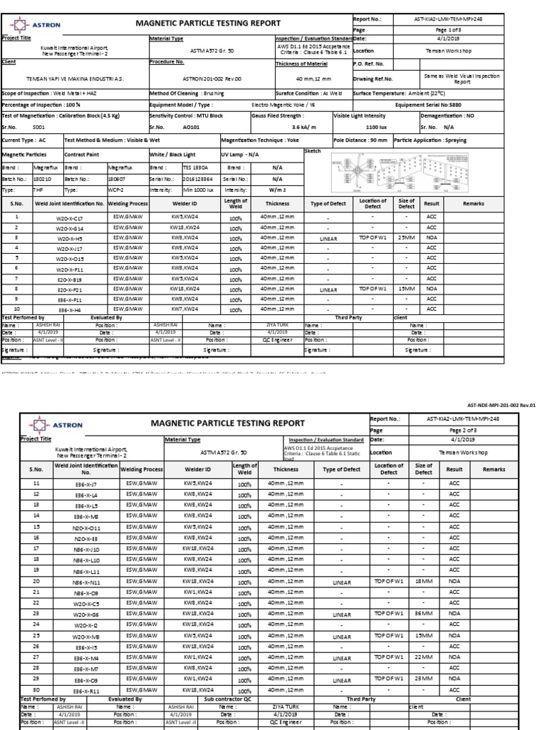 MPI Report Format | PDF | Welding | Construction