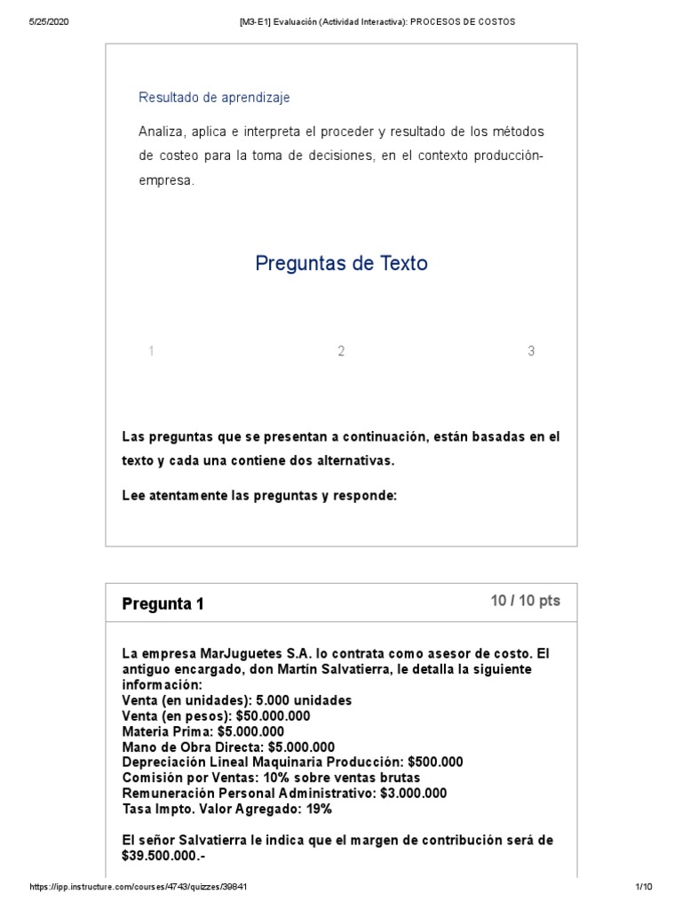 (M3-E1) Evaluación (Actividad Interactiva) - PROCESOS DE COSTOS | PDF ... (M3-E1) Evaluación (Actividad Interactiva) - PROCESOS DE COSTOS | PDF ...