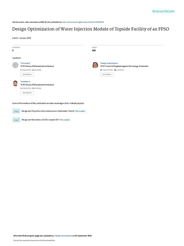 Design Optimization of Water Injection Module of Topside Facility of An ...