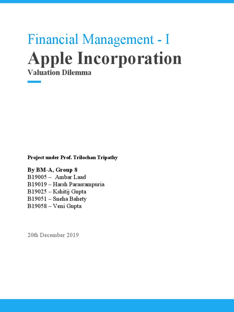 Apple Incorporation: Financial Management - I | PDF | Apple Inc. | Dell
