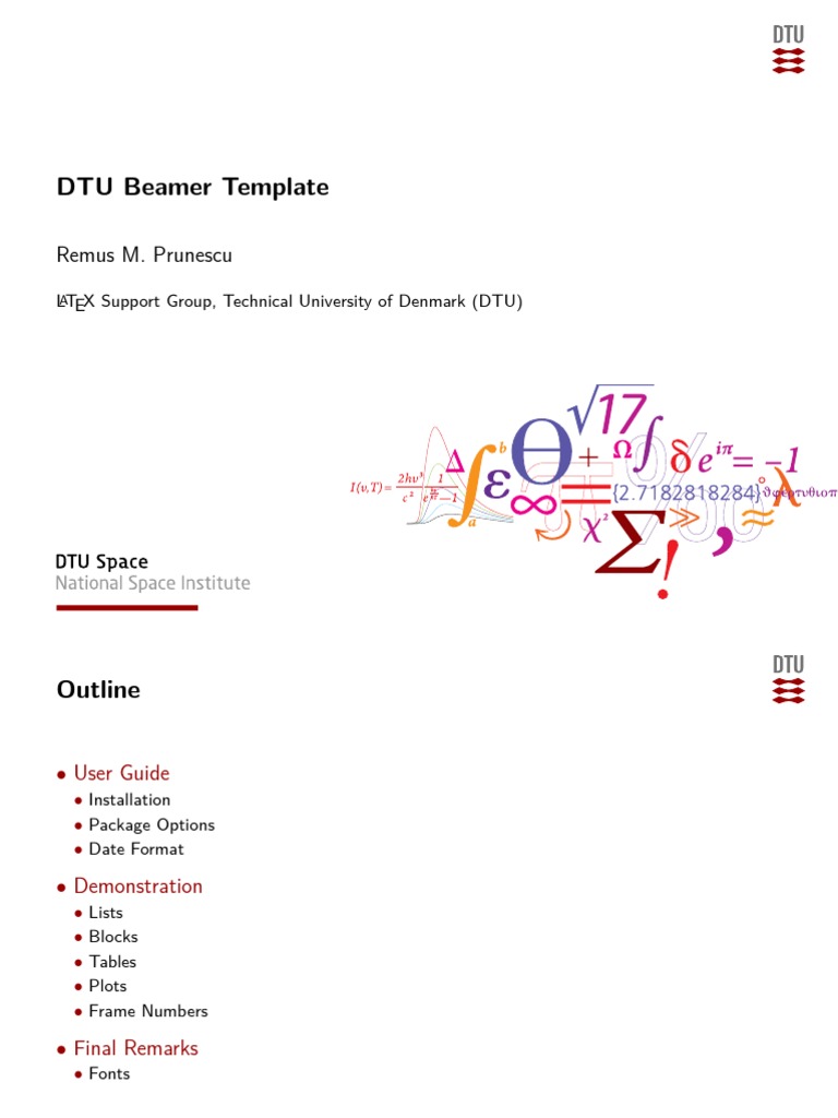 DTU Beamer Template: Remus M. Prunescu | PDF | Verdana | Software