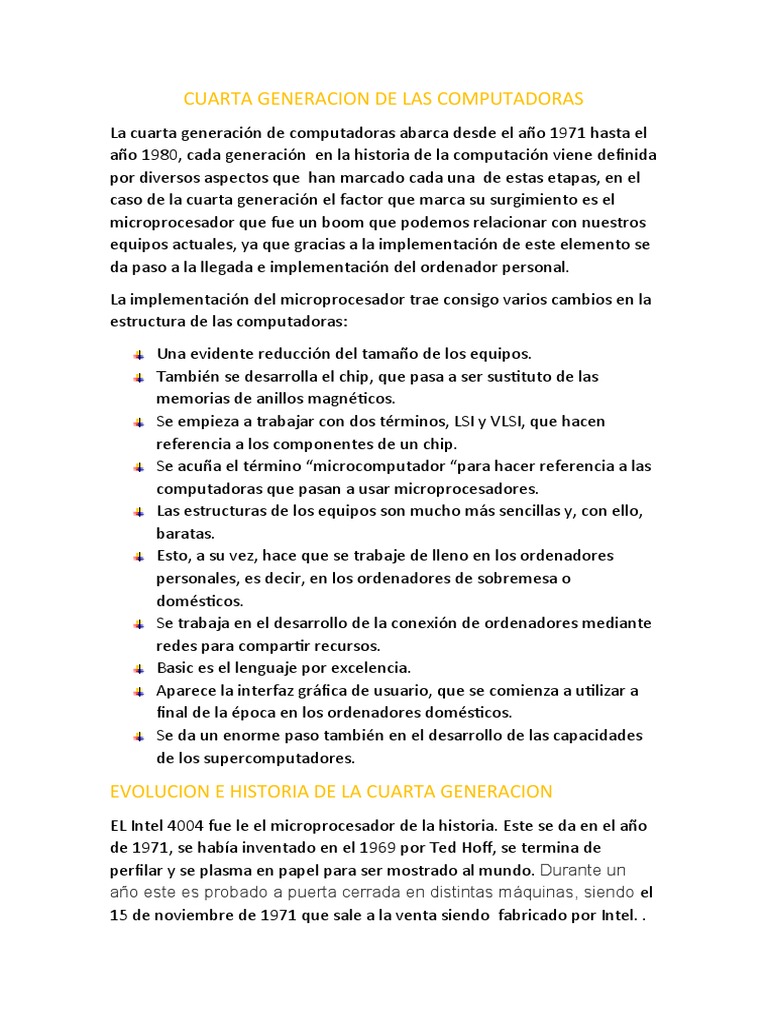 CUARTA GENERACION DE LAS COMPUTADORAS Resumen | PDF | Microcomputadoras | Apple Inc.
