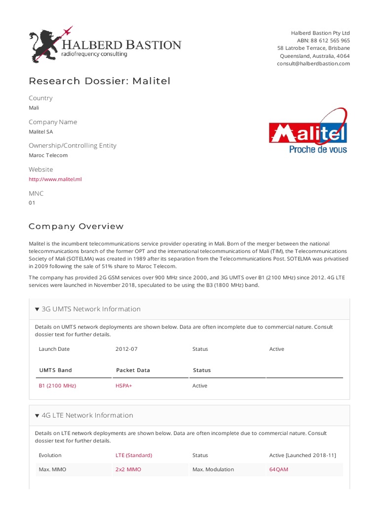 Malitel PDF | PDF | 4 G | Lte (Telecommunication)