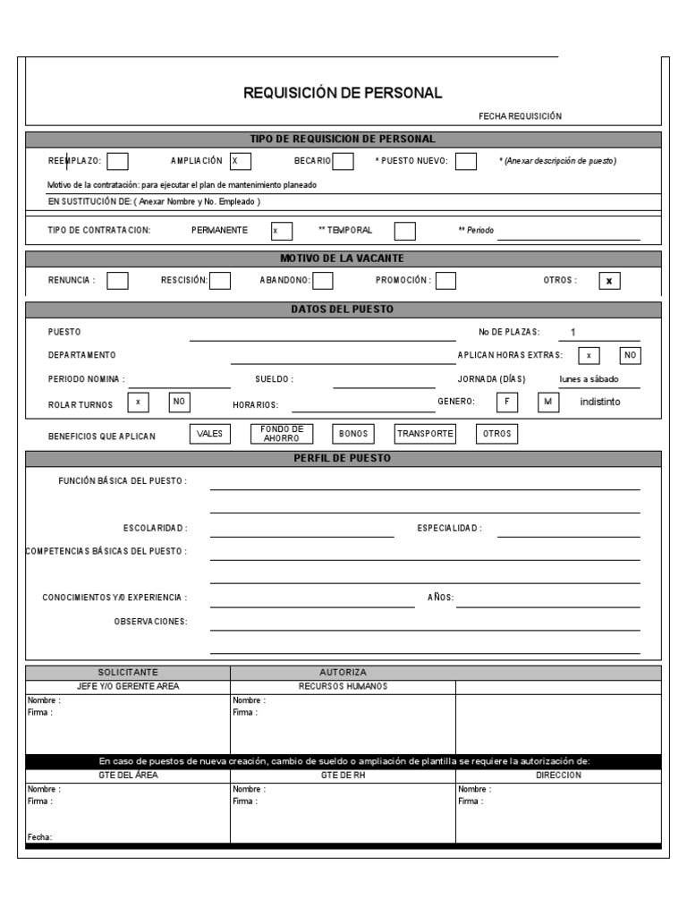 Requisición Del Personal | PDF | Gestión de recursos humanos | Business