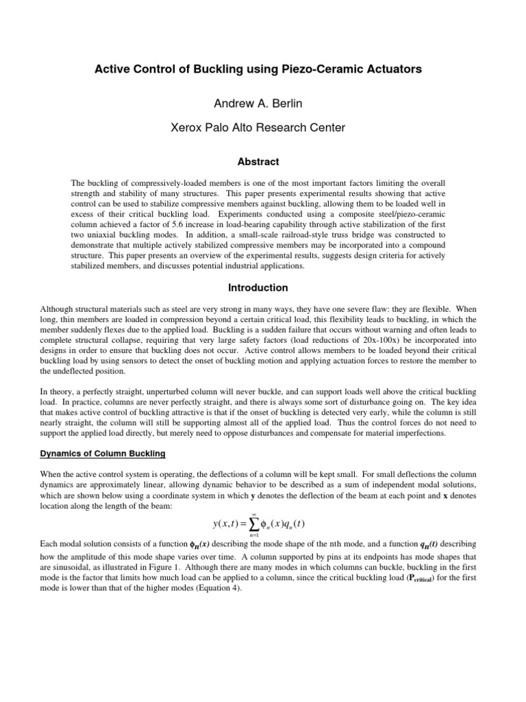 Active Control of Buckling Using Piezo-Ceramic Actuators: Andrew A ...