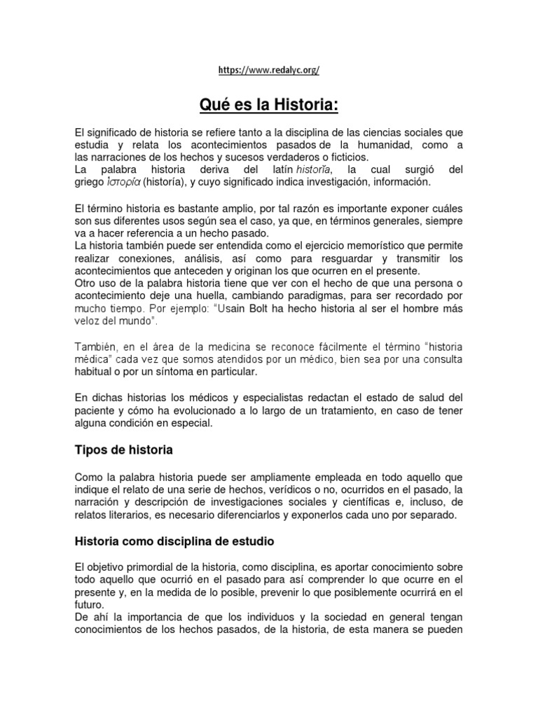 Definición y Tipos de Historia | PDF | Ciencias sociales | Sociedad