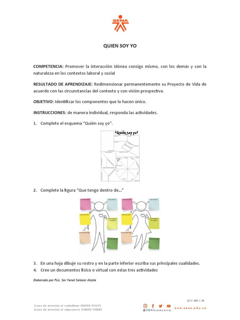 Actividades "¿Quién soy yo?" para niños | PDF | Relaciones personales ...